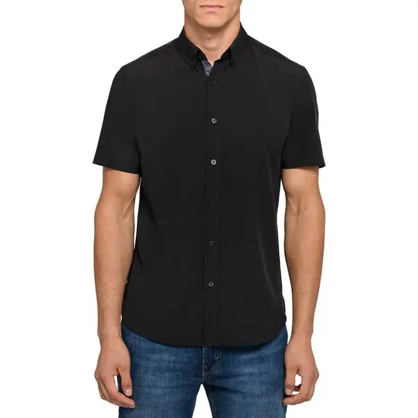 CON.STRUCT Solid Woven Short Sleeve Basic - Black