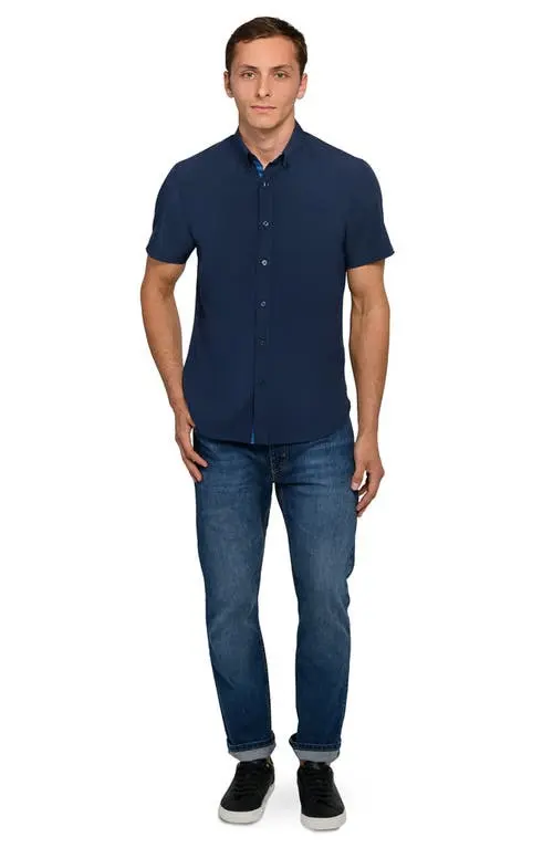 CON.STRUCT Solid Woven Short Sleeve Basic - Navy