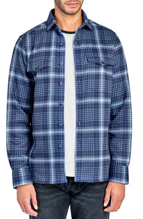 CON.STRUCT Slim Fit Plaid Shirt Jacket - Navy/green