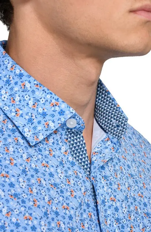 CON.STRUCT Amber Floral Woven Long Sleeve Basic - Chambray Blue