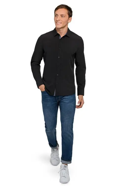 CON.STRUCT Solid Woven Long Sleeve Basic - Black
