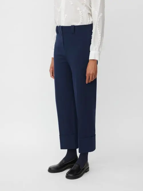 MASAI COPENHAGEN Cropped Wide-leg Pants - Navy Blazer