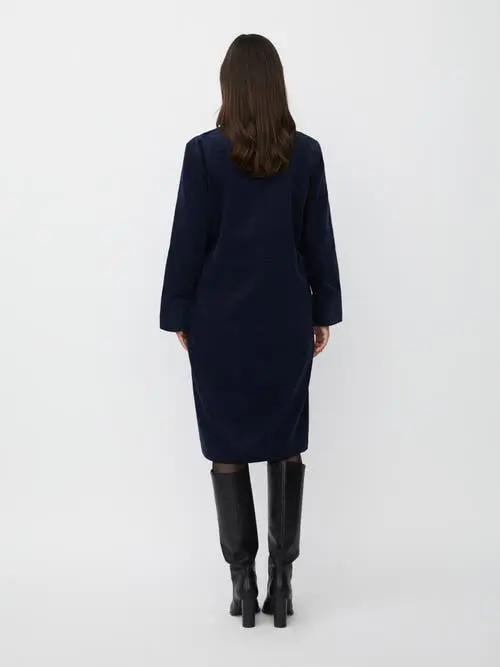 MASAI COPENHAGEN Long Sleeve Zip-up Corduroy Midi Dress