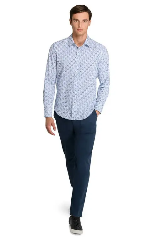 BROOKLYN BRIGADE Diamond Print Woven Long Sleeve Basic - White/blue