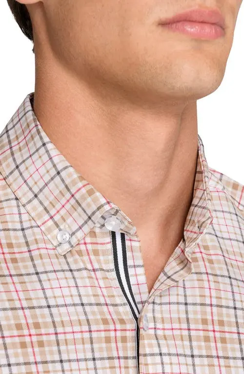 BROOKLYN BRIGADE Plaid Woven Short Sleeve Basic - Tan