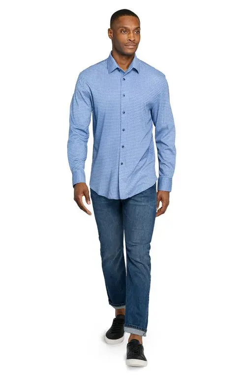 BROOKLYN BRIGADE Mosaic Print Knit Long Sleeve Basic - Light Blue/navy