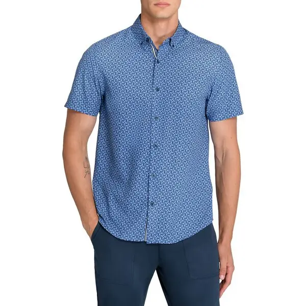 BROOKLYN BRIGADE Geometric Woven Short Sleeve Basic - Navy/blue