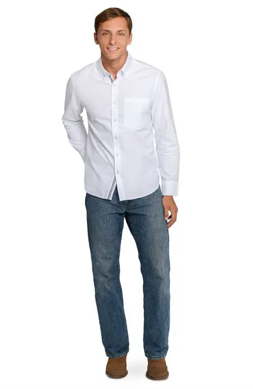 BROOKLYN BRIGADE Solid Oxford Woven Long Sleeve Basic - White