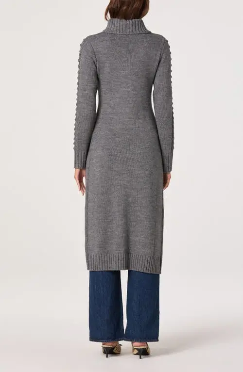 Astr The Label Textured Maxi Turtleneck Sweater - Heather Charcoal