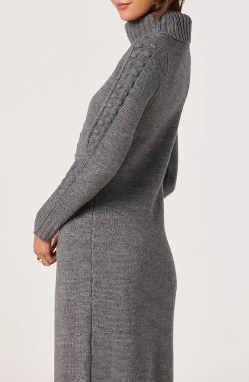Astr The Label Textured Maxi Turtleneck Sweater - Heather Charcoal