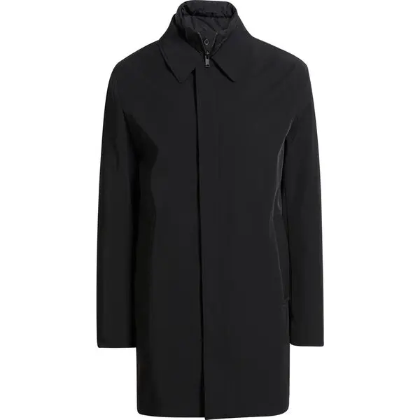 REISS Logan Water Resistant Overcoat With Removable Funnel Neck Insert - Black
