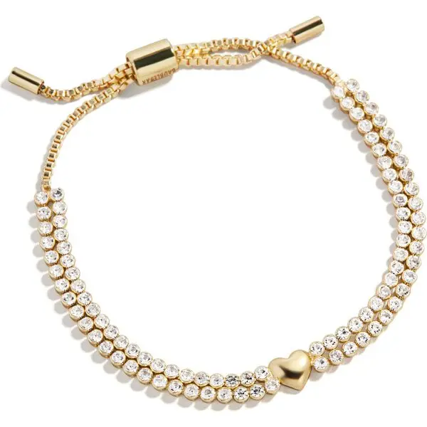 Baublebar Heart Double Tennis Slider Bracelet - Gold/clear