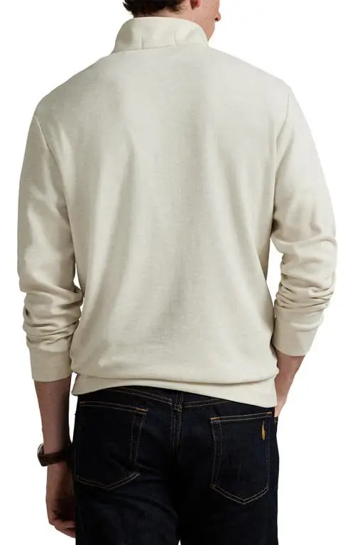 Polo Ralph Lauren Textured Double Knit Quarter Zip Pullover - Chalk Heather/nevis