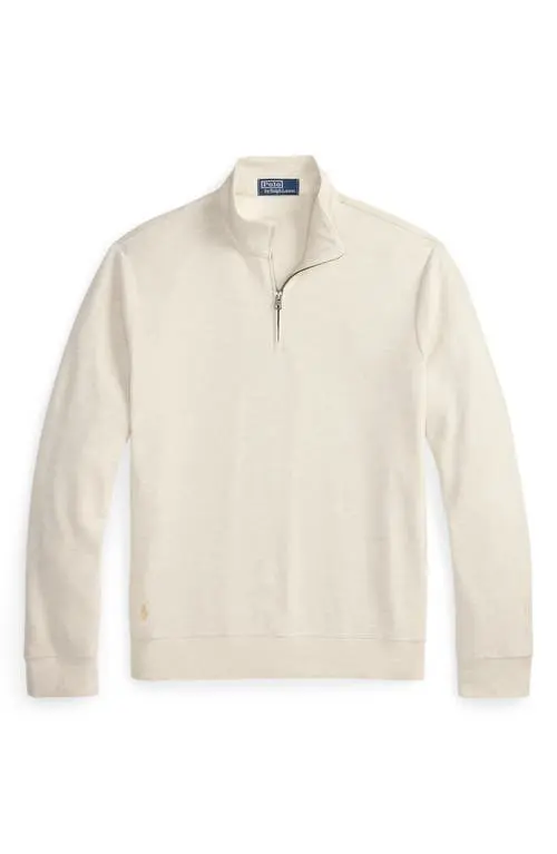 Polo Ralph Lauren Textured Double Knit Quarter Zip Pullover - Chalk Heather/nevis