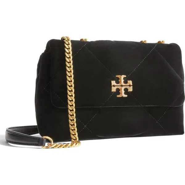 Tory Burch Kira Velvet Quilted Convertible Shoulder Bag - Black