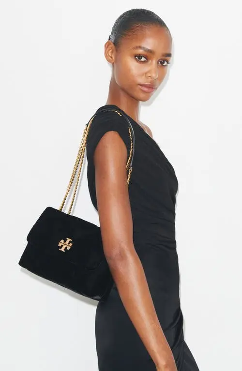 Tory Burch Kira Velvet Quilted Convertible Shoulder Bag - Black
