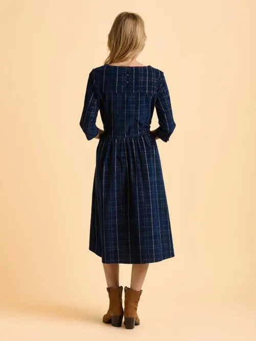 BRAKEBURN Lilliput 3/4 Sleeve Boat Neck Midi Dress