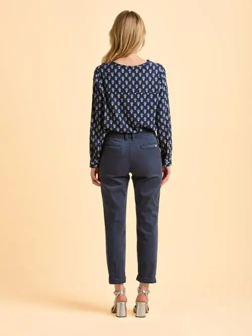 BRAKEBURN Juliette Long Sleeve Tie Neck Blouse