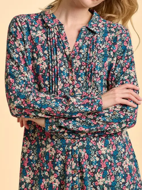 BRAKEBURN Charlotte Long Sleeve Shirt Midi Dress