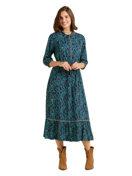 BRAKEBURN Skye Floral Print Midi Shirt Dress