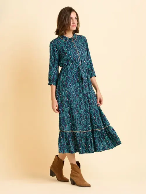 BRAKEBURN Skye Floral Print Midi Shirt Dress