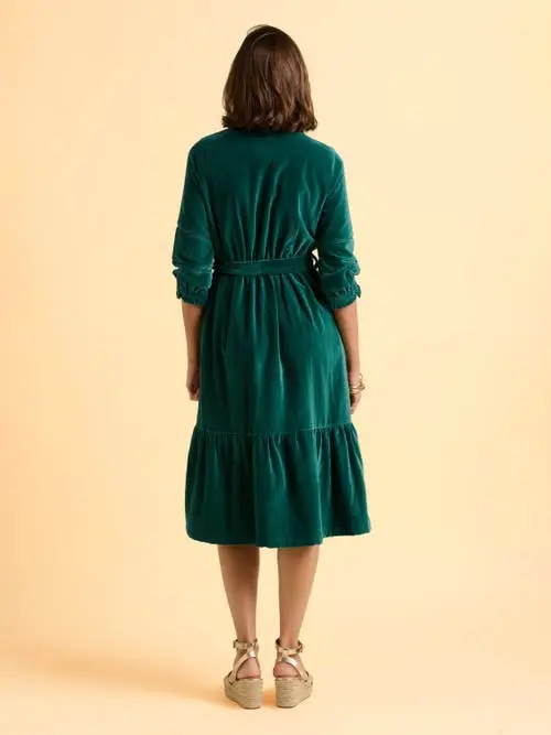 BRAKEBURN Starry 3/4 Sleeve High Neck Midi Dress