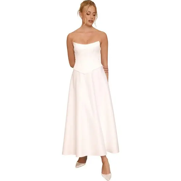 SIX STORIES Bandeau Satin Corset Dress - Ivory