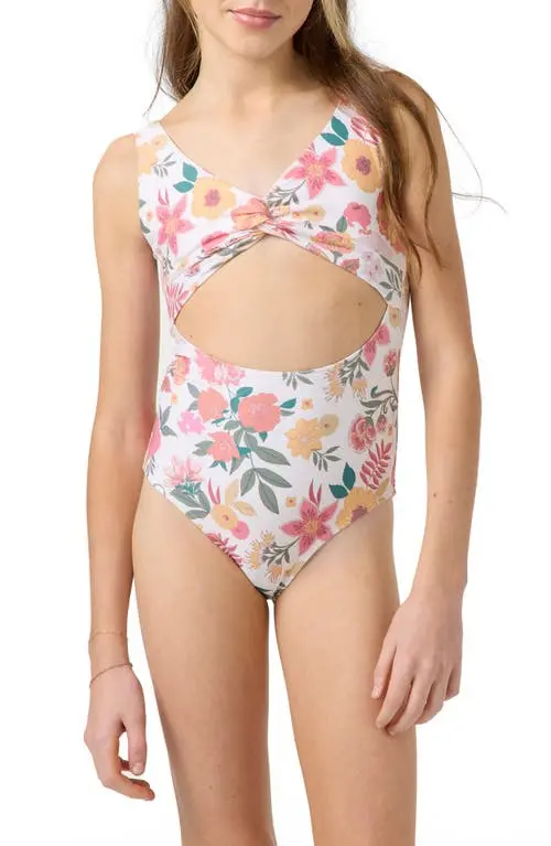 O'Neill Camellia Floral Twist Cutout One-piece Swimsuit - Vanilla