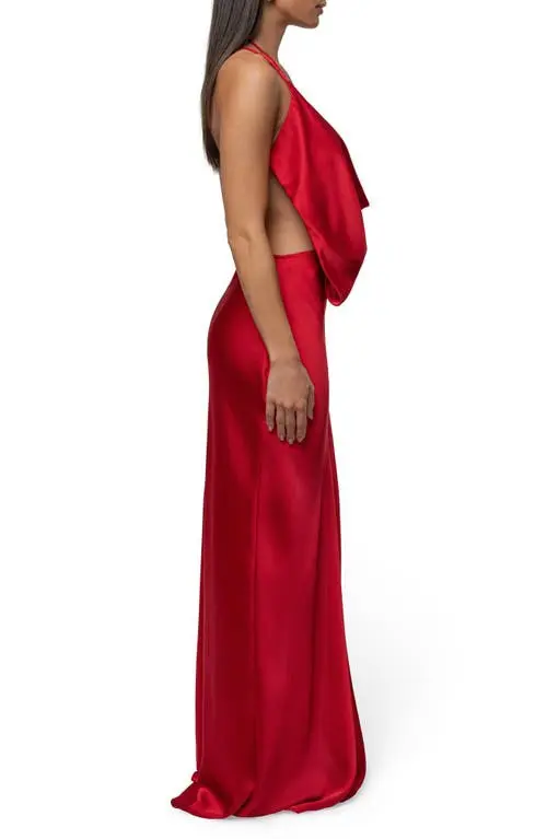 JLUXLABEL Delmara Cowl Neck Satin Dress - Red