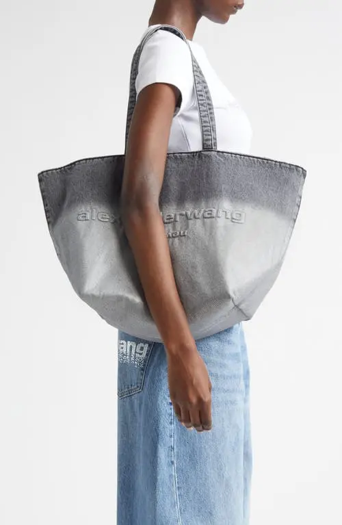 Alexander Wang Punch Dip Coated Denim Tote - Light Grey Aged/silver