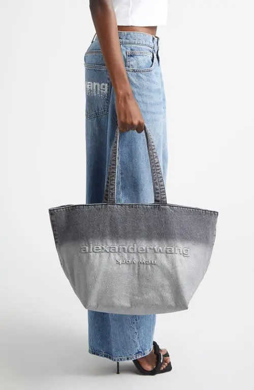Alexander Wang Punch Dip Coated Denim Tote - Light Grey Aged/silver
