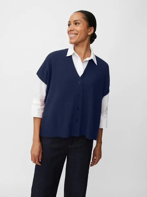 MASAI COPENHAGEN Malucanne Short Sleeve V-neck Cardigan - Navy Blazer