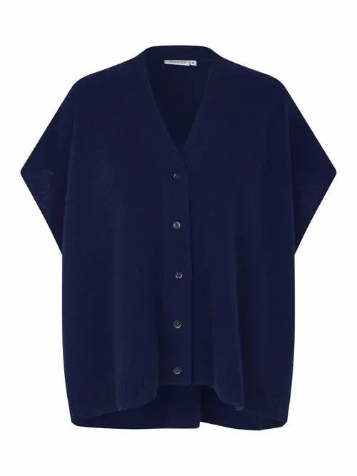 MASAI COPENHAGEN Malucanne Short Sleeve V-neck Cardigan - Navy Blazer