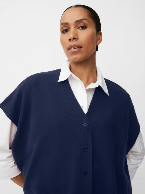 MASAI COPENHAGEN Malucanne Short Sleeve V-neck Cardigan - Navy Blazer