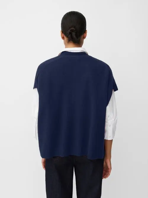 MASAI COPENHAGEN Malucanne Short Sleeve V-neck Cardigan - Navy Blazer