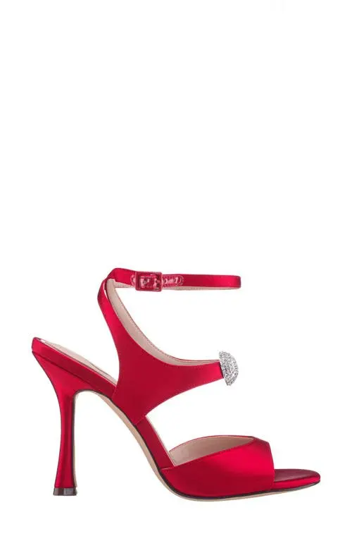 Nina Dahlia Embellished Ankle Strap Sandal - Red