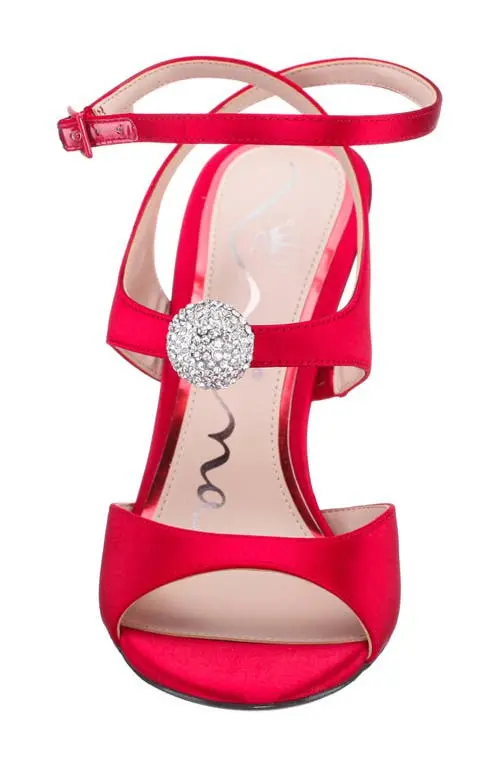 Nina Dahlia Embellished Ankle Strap Sandal - Red