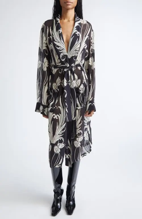 Monse Printed Silk Georgette Wrap Coat