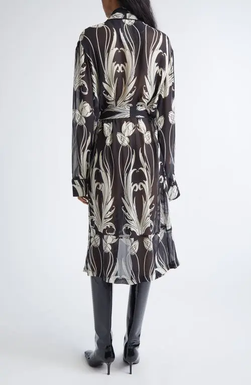 Monse Printed Silk Georgette Wrap Coat