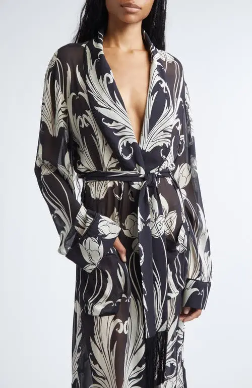 Monse Printed Silk Georgette Wrap Coat