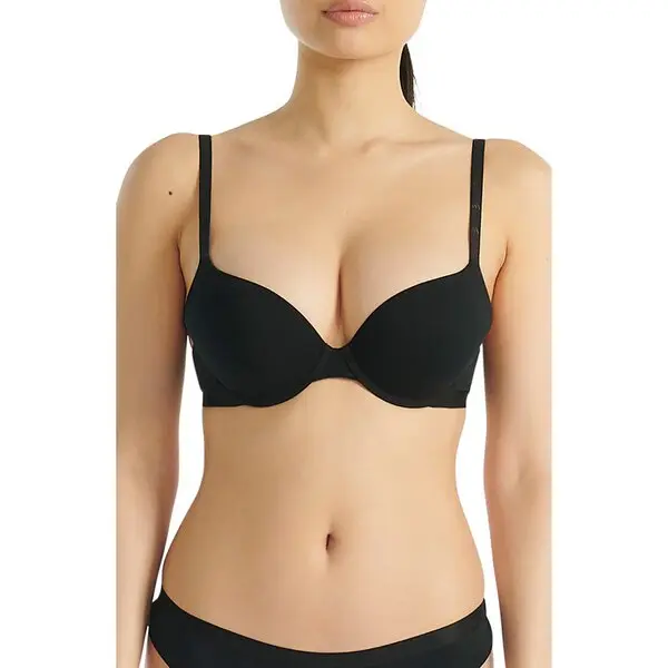 ADIDAS ORIGINALS Underwire Stretch Cotton Push-up T-shirt Bra - Black