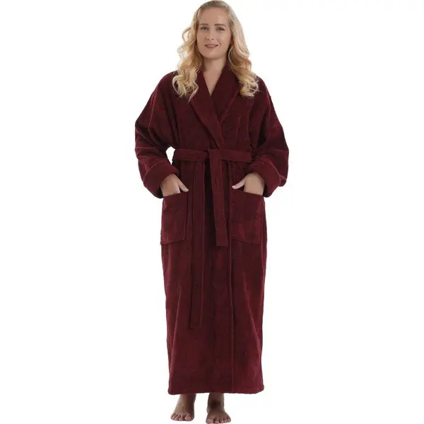ARUS Optimus Long Cotton Bathrobe For - Wine