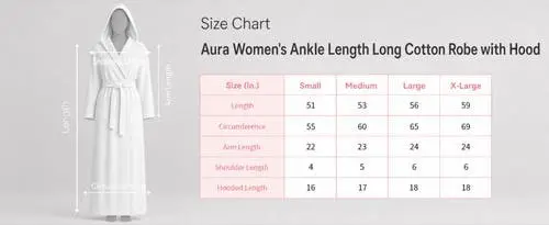 ARUS Aura Ankle Length Long Cotton Robe With Hood - Latte
