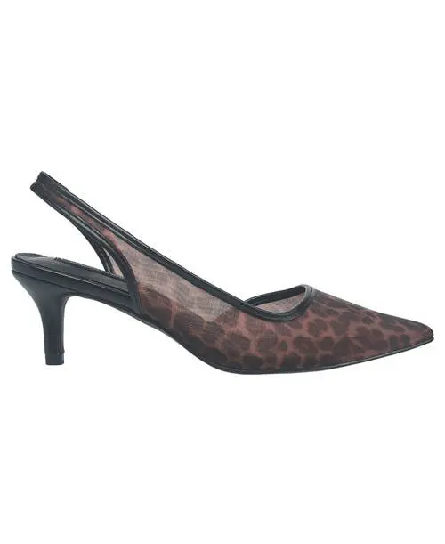 French Connection Quest Slingback Kitten Heel With Animal Print Mesh