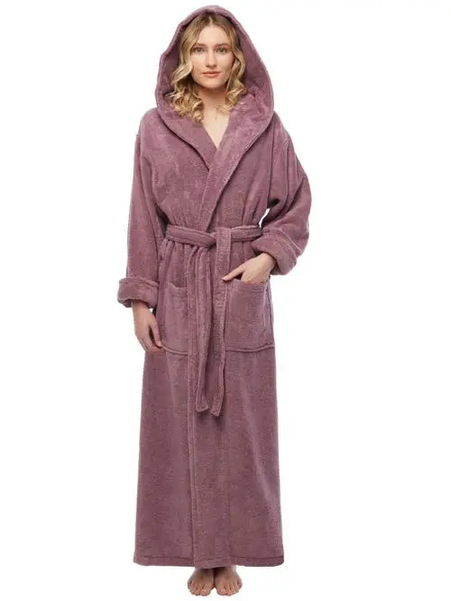 ARUS Softy Ankle Length Long Cotton Robe - Grape