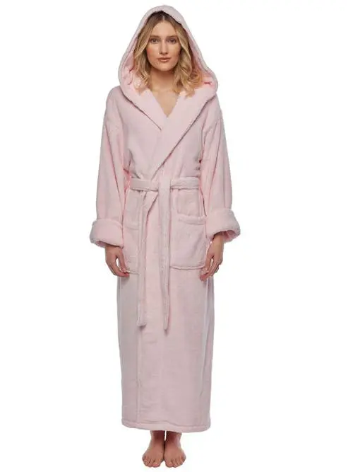 ARUS Softy Ankle Length Long Cotton Robe - Pink