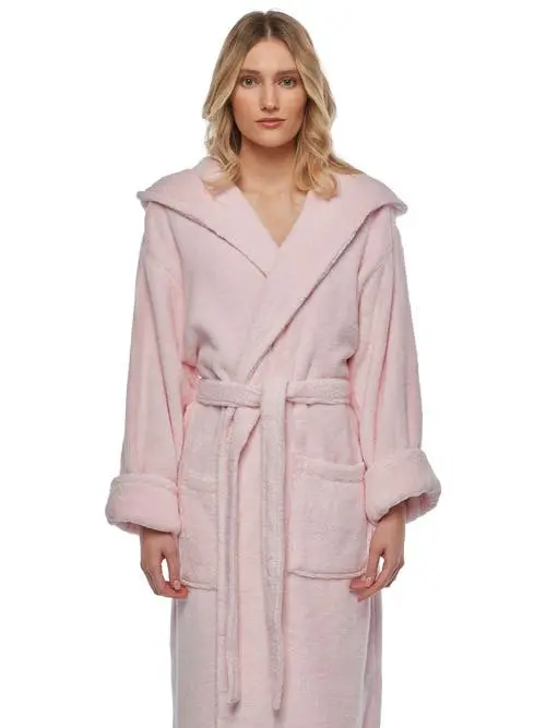ARUS Softy Ankle Length Long Cotton Robe - Pink