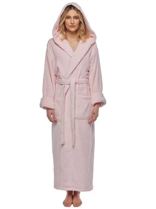 ARUS Softy Ankle Length Long Cotton Robe - Pink