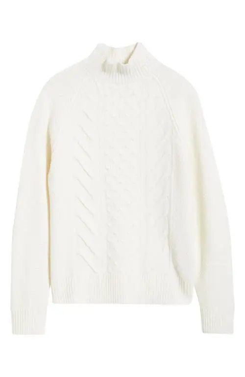 BOSS Hector Cable Virgin Wool & Silk Mock Neck Sweater