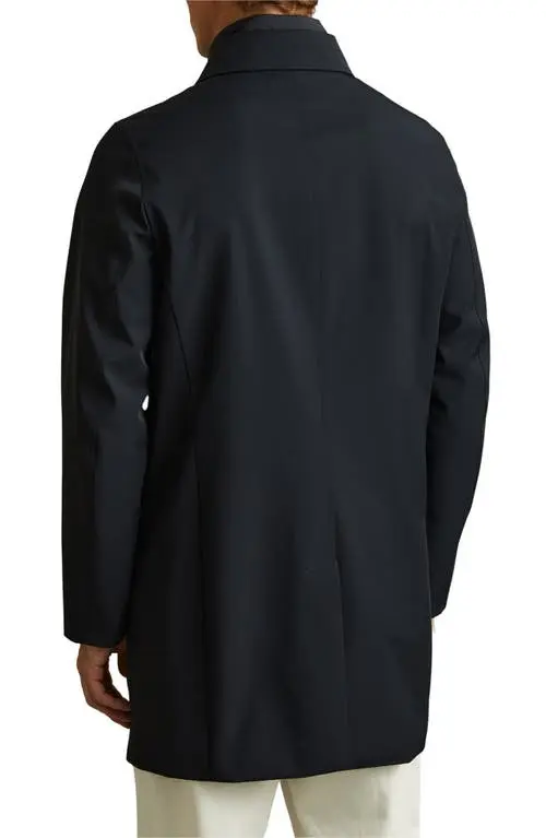 REISS Logan Water-resistant Overcoat With Removable Funnel Neck Insert - Navy
